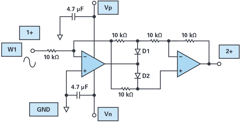 ADALM2000: absolute value circuits & voltage doubler circuits